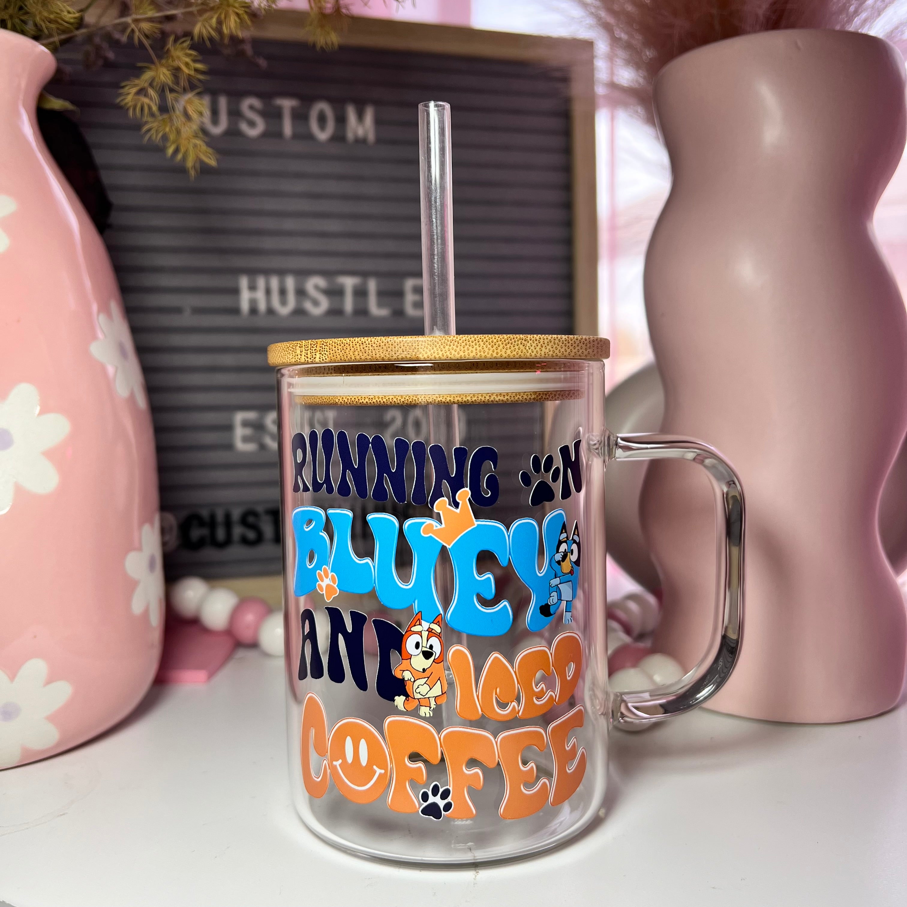 Bluey & Iced Coffee Glass Can Mug – Customhustle